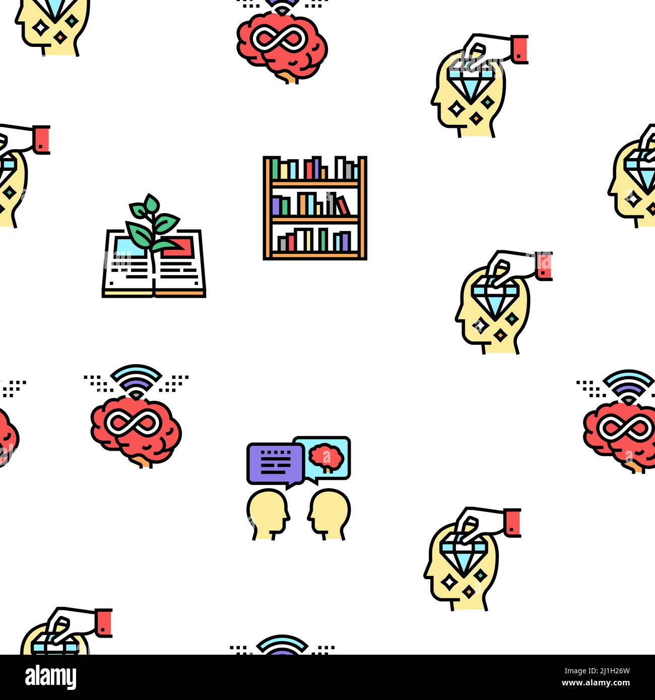 Knowledge And Mind Intelligence Vector Seamless Pattern Stock Vector ...