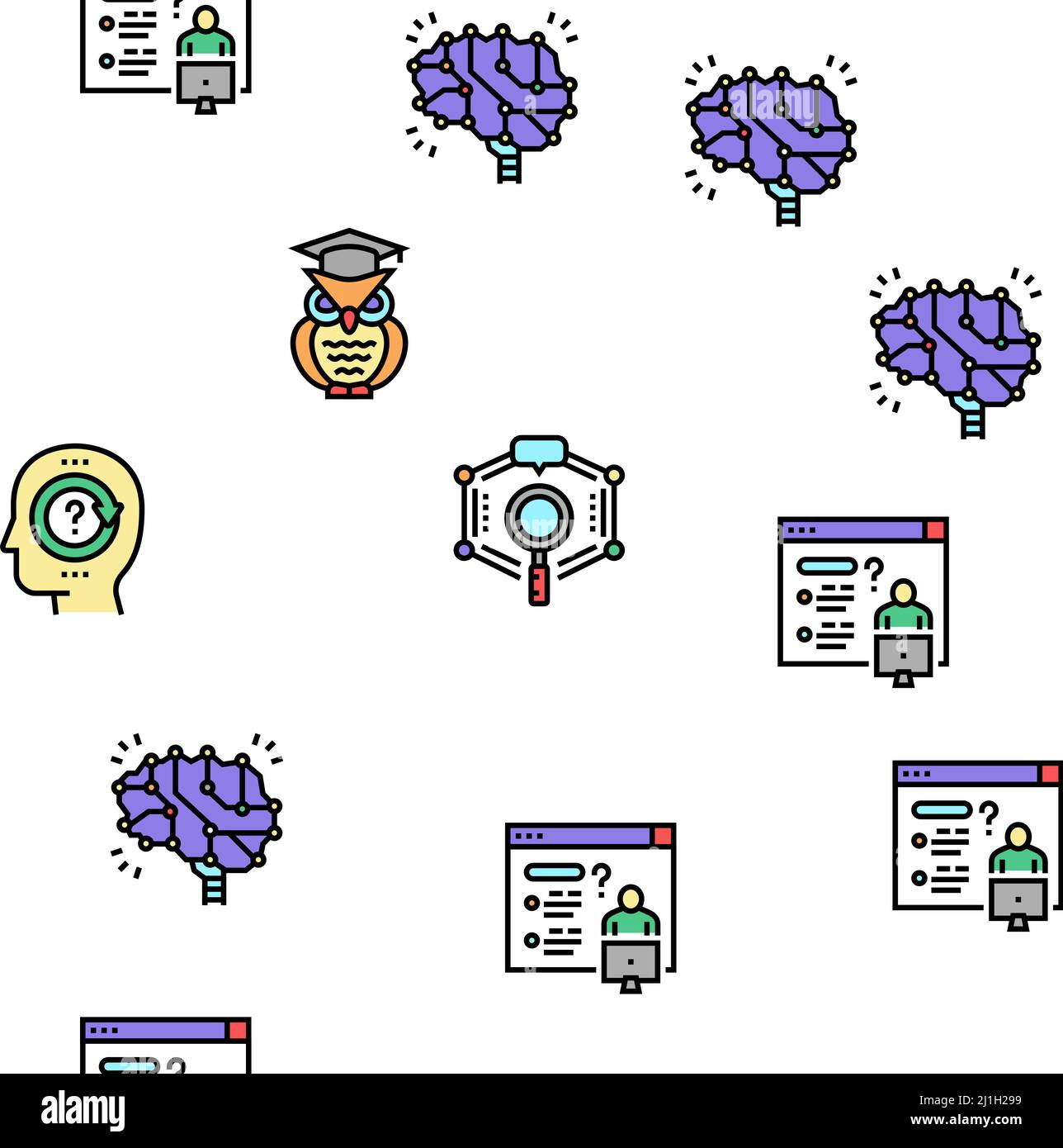 Knowledge And Mind Intelligence Vector Seamless Pattern Stock Vector ...