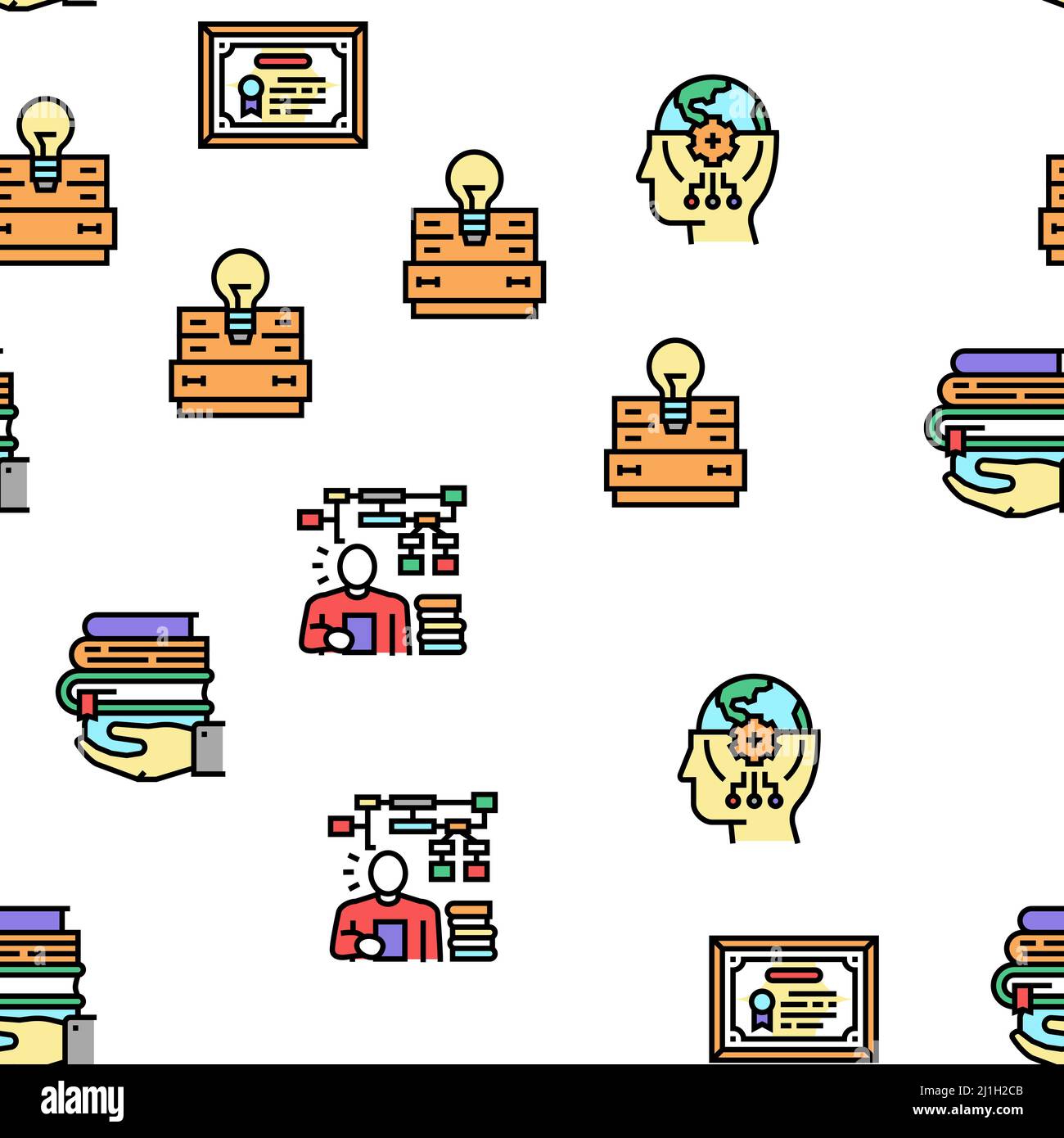 Knowledge And Mind Intelligence Vector Seamless Pattern Stock Vector ...