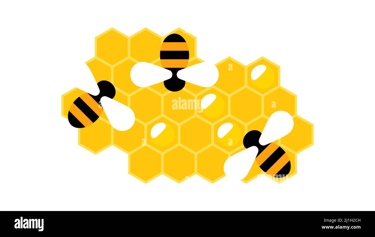 Bees and honeycombs. Stylized bees in a modern flat style Stock Vector ...