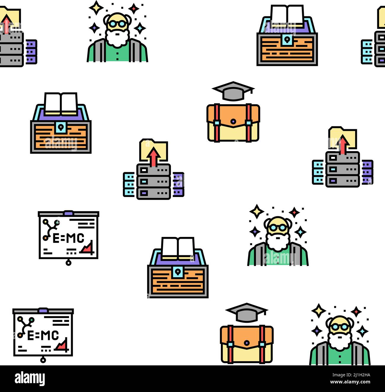 Knowledge And Mind Intelligence Vector Seamless Pattern Stock Vector ...