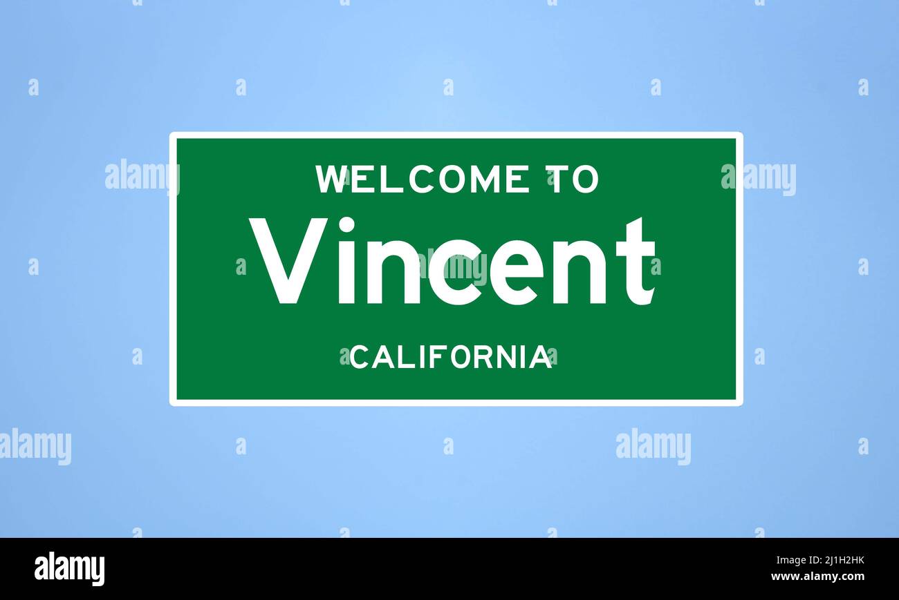 Vincent, California city limit sign. Town sign from the USA Stock Photo ...