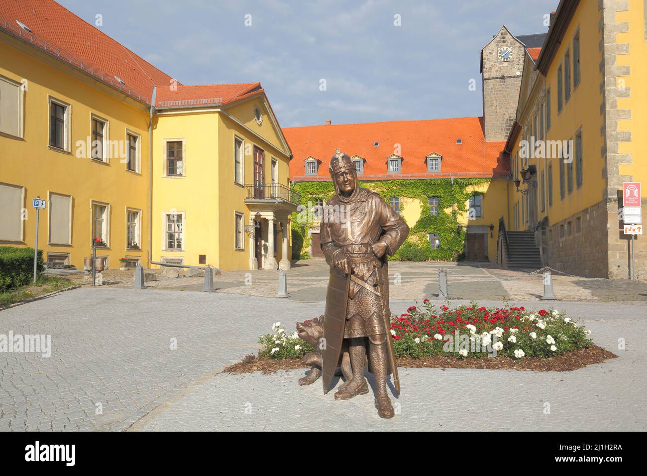 Sculpture Albrecht the Bear in front of Ballenstedt Castle in the Harz ...