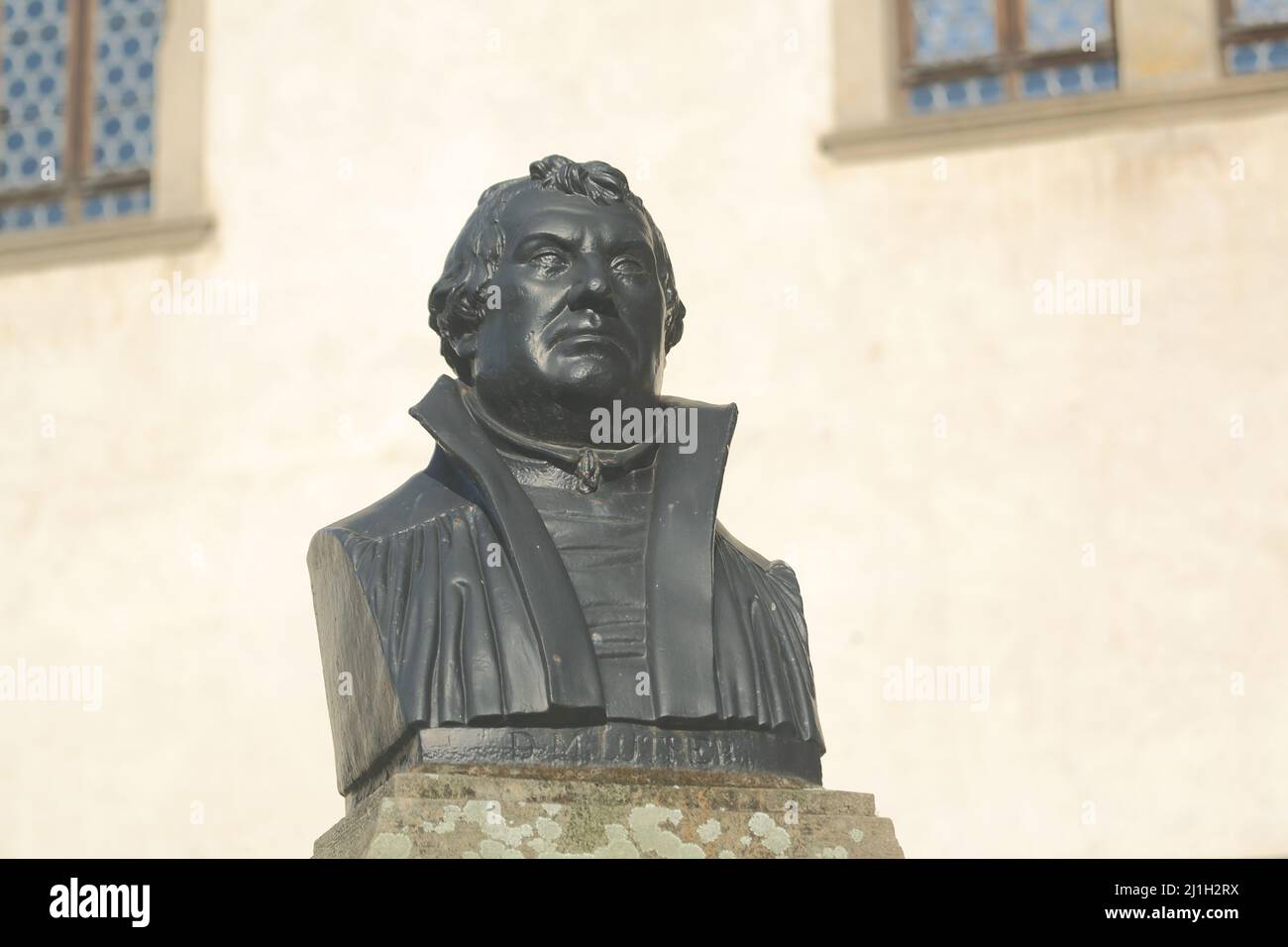 Bust of Martin Luther 1483-1546 at the birth house in Lutherstadt ...