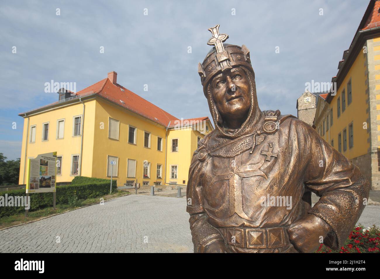 Sculpture Albrecht the Bear in front of Ballenstedt Castle in the Harz ...