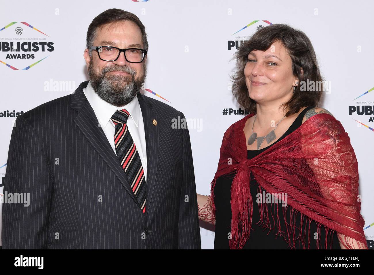 California, USA. 25th Mar, 2022. Matt Loeb and Mandie Demeskey walking ...
