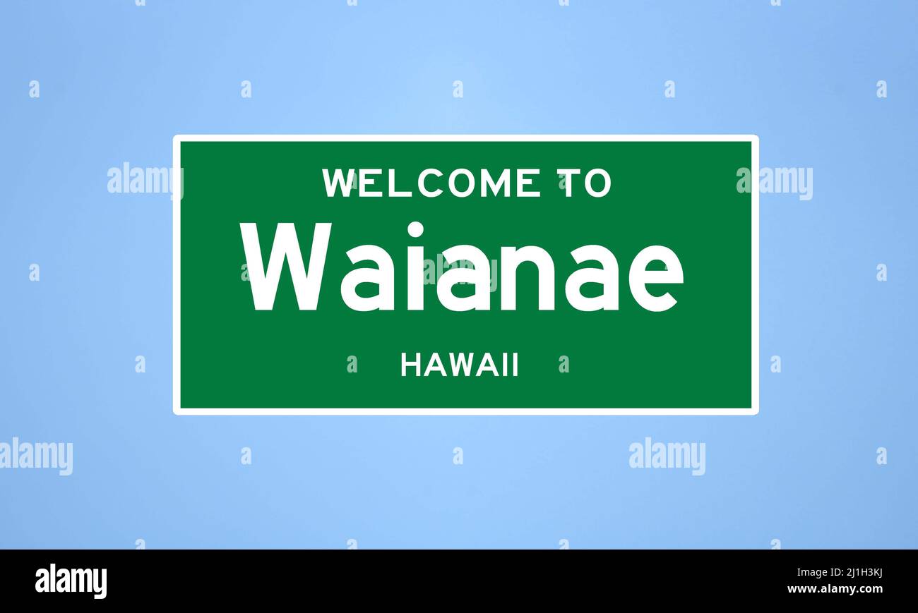 Waianae, Hawaii city limit sign. Town sign from the USA Stock Photo - Alamy