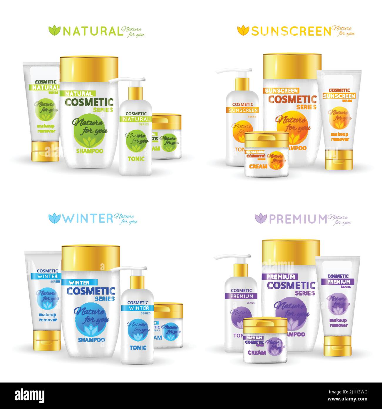 Cosmetic series packaging design for sunscreen and winter sets natural ...