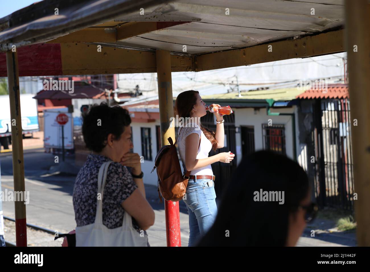 San jose, Costa Rica - 03 July 2016: People on the train platform ...