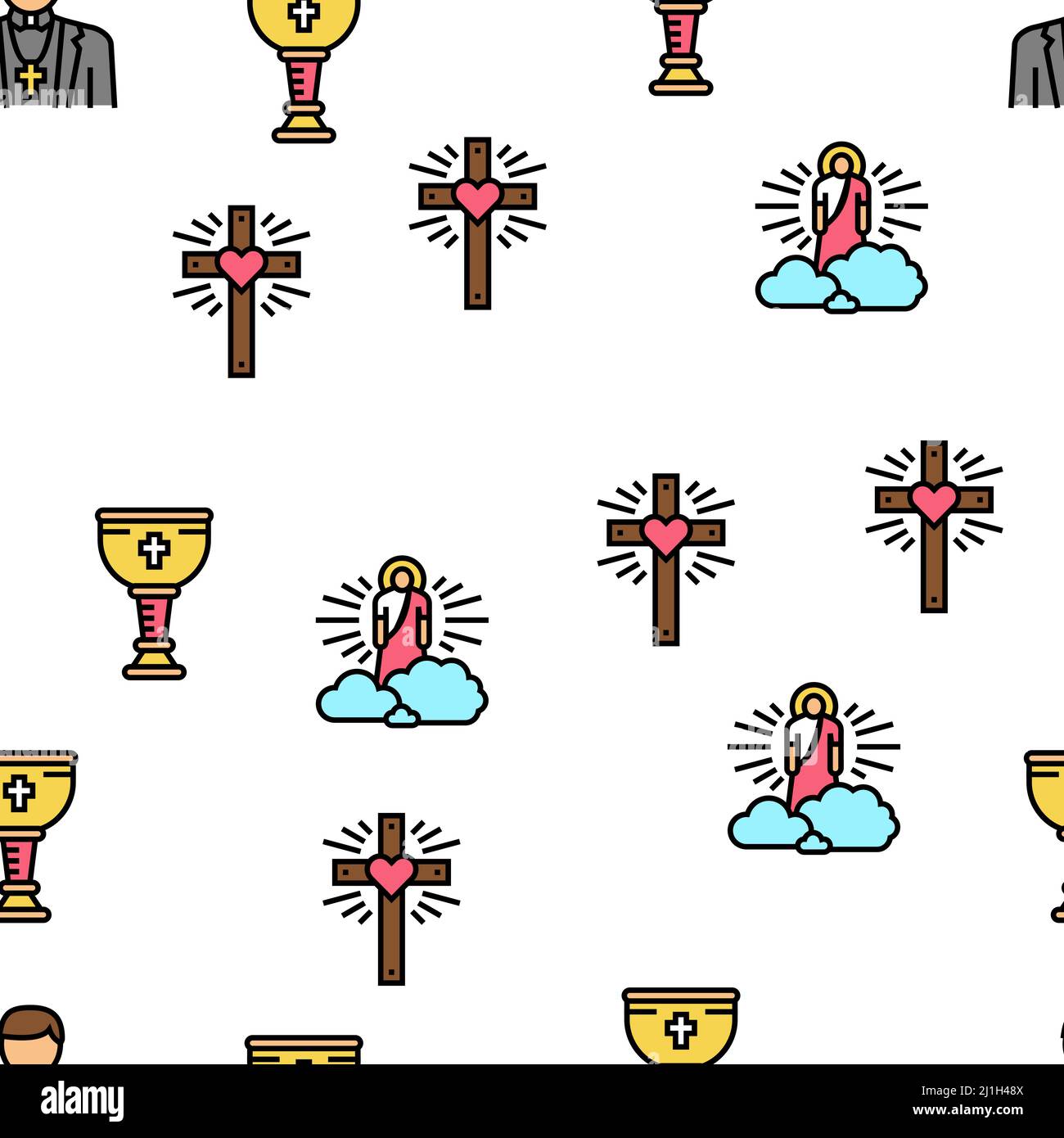 Christianity Religion Church Vector Seamless Pattern Stock Vector Image ...