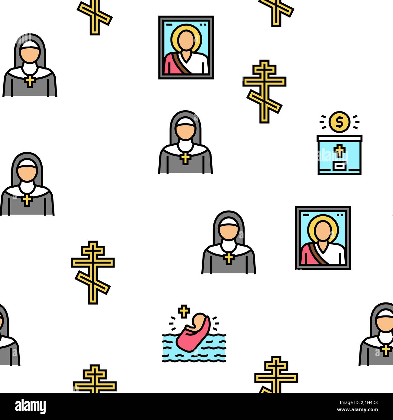 Christianity Religion Church Vector Seamless Pattern Stock Vector Image ...