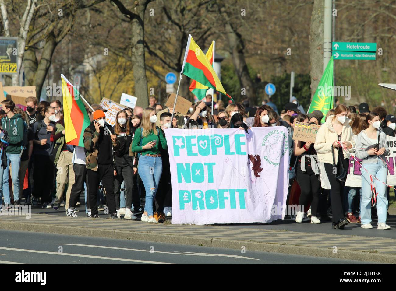 Demonstrators chanted slogans under the “Fridays for Future” campaign ...