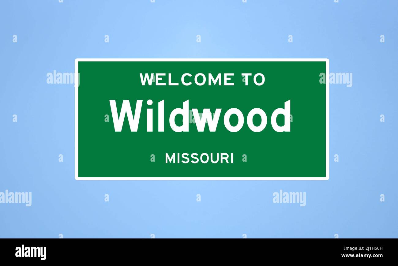 Wildwood, Missouri city limit sign. Town sign from the USA Stock Photo ...