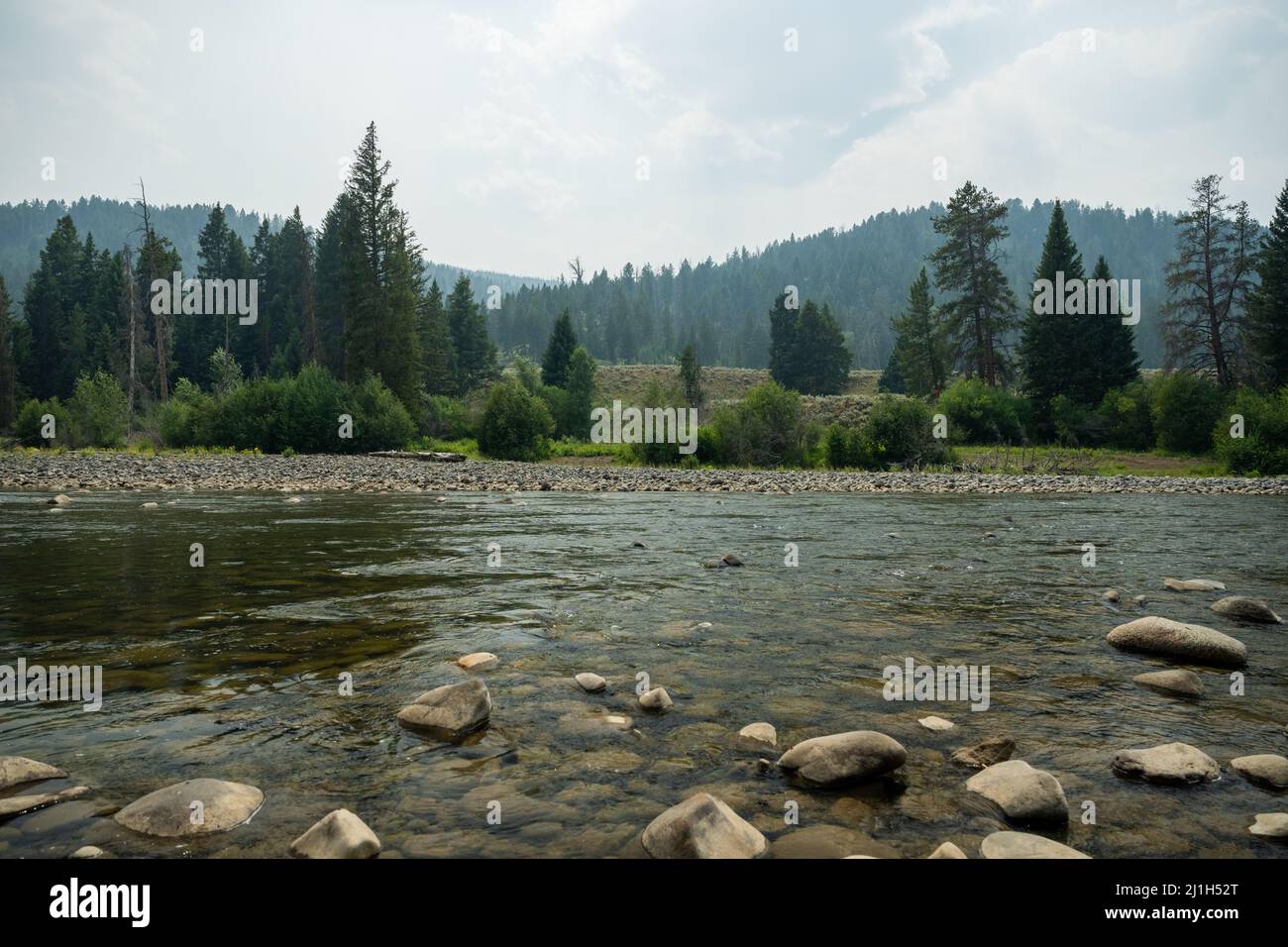 Low Water Level At The Ford For The Lamar River In Yellowstone National ...