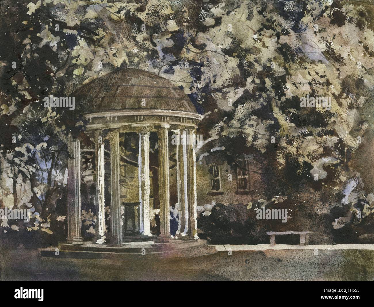 UNC Old Well painting. University of North Carolina Old Well fine art ...
