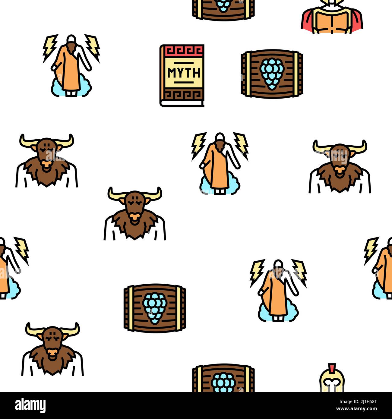 Ancient Greece Mythology History Vector Seamless Pattern Stock Vector ...