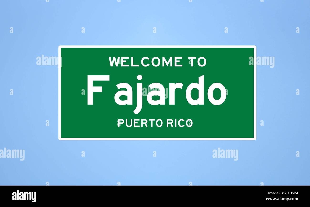 Fajardo, Puerto Rico city limit sign. Town sign from the USA Stock ...