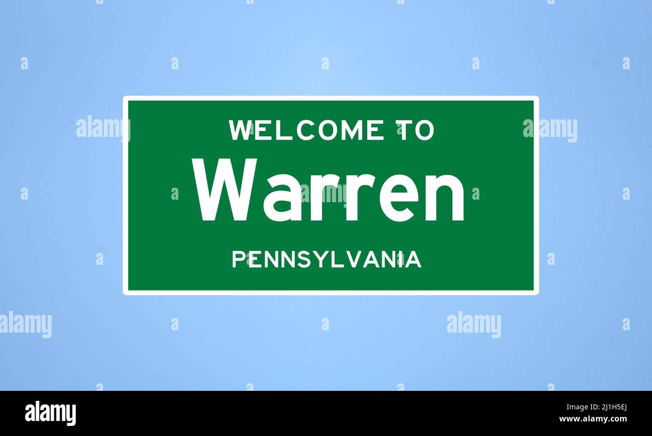 Warren, Pennsylvania city limit sign. Town sign from the USA Stock ...