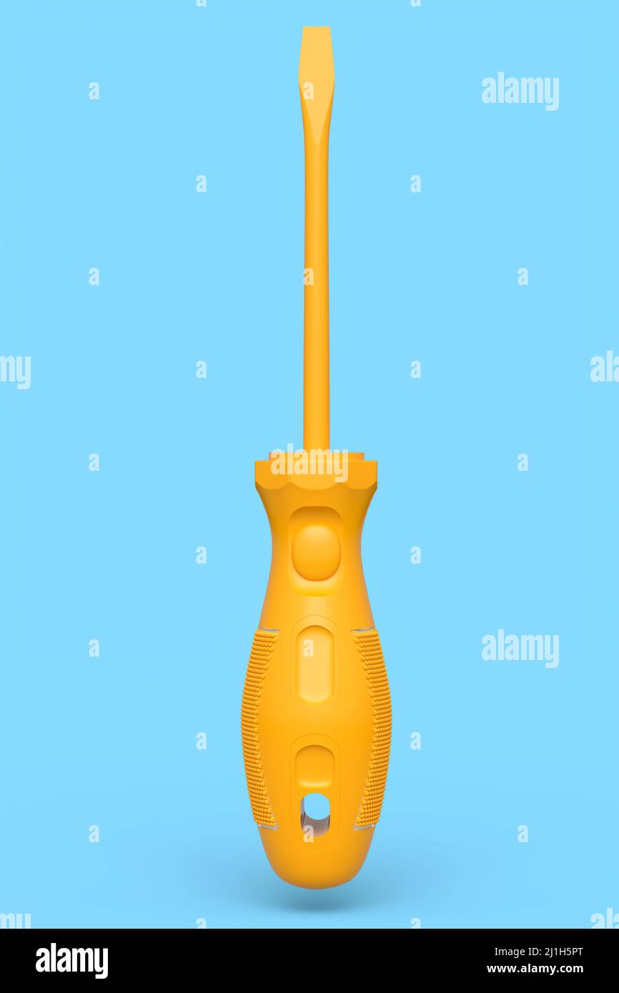 Screwdriver isolated on blue monochrome background. 3d render and ...