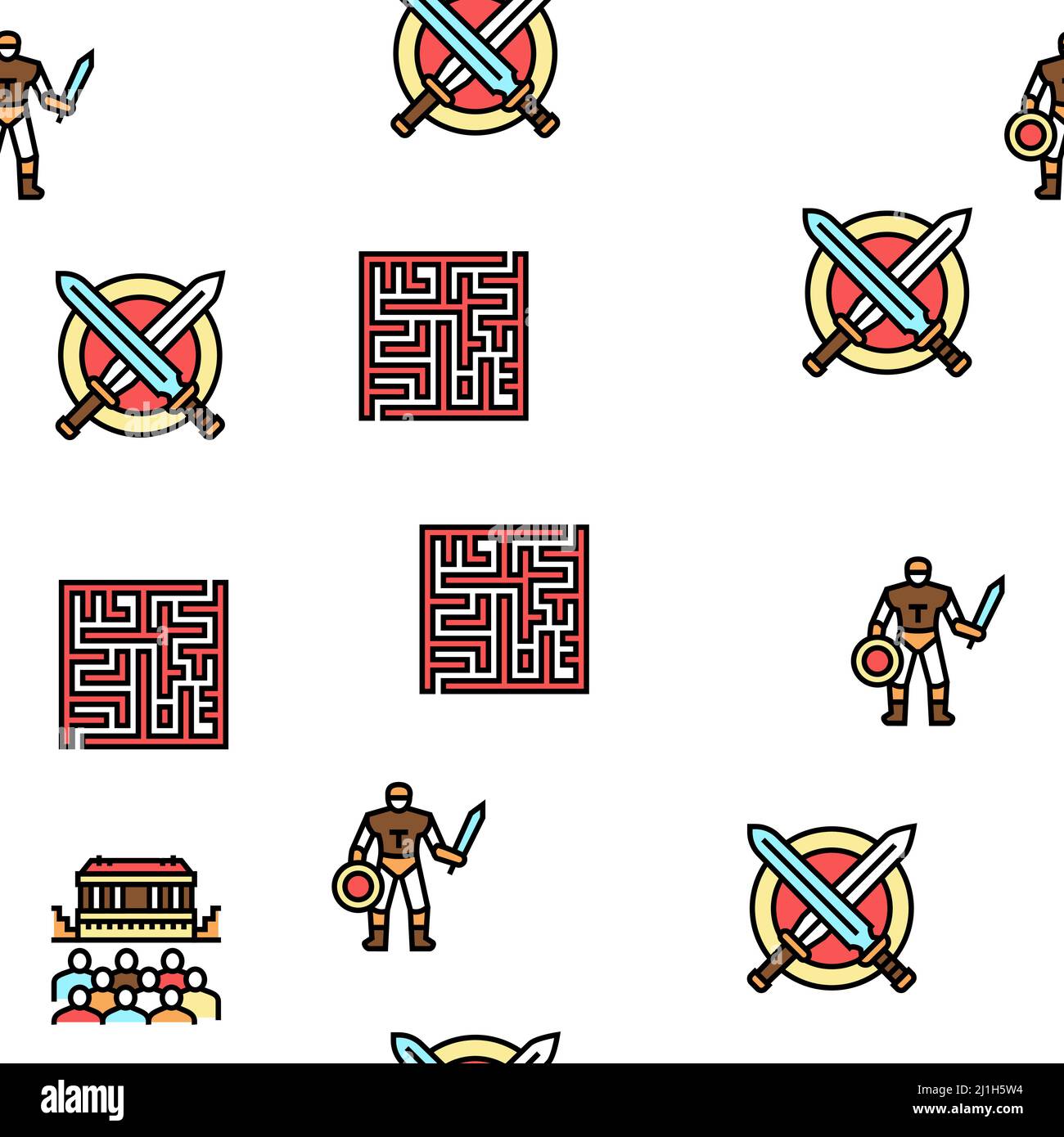 Ancient Greece Mythology History Vector Seamless Pattern Stock Vector ...