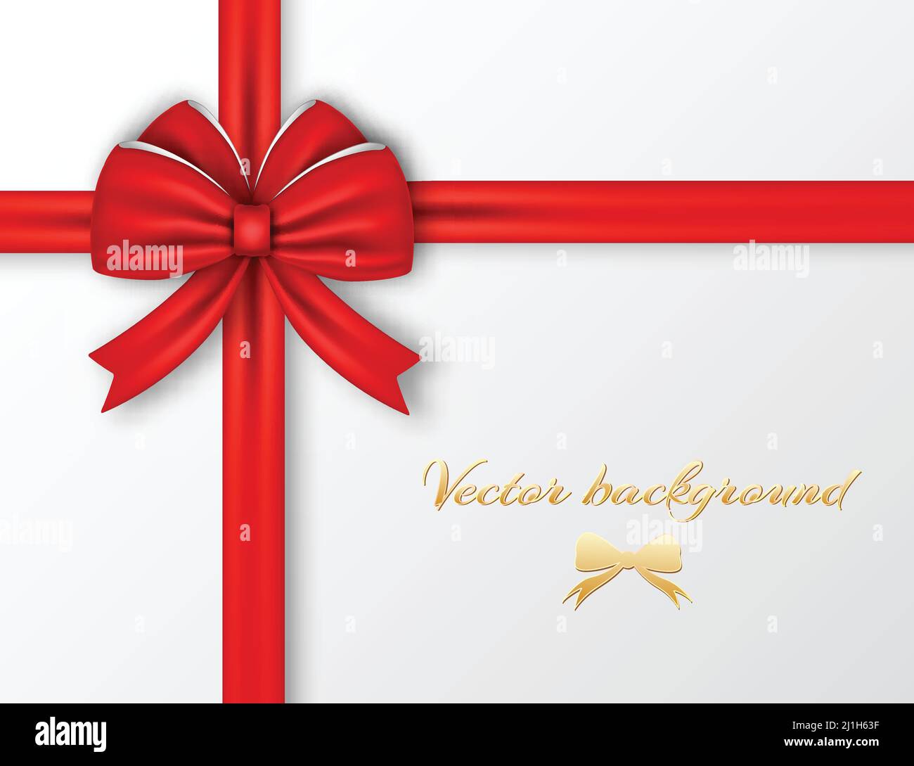 Celebrating wrapping poster with red silky ribbon bow on light ...