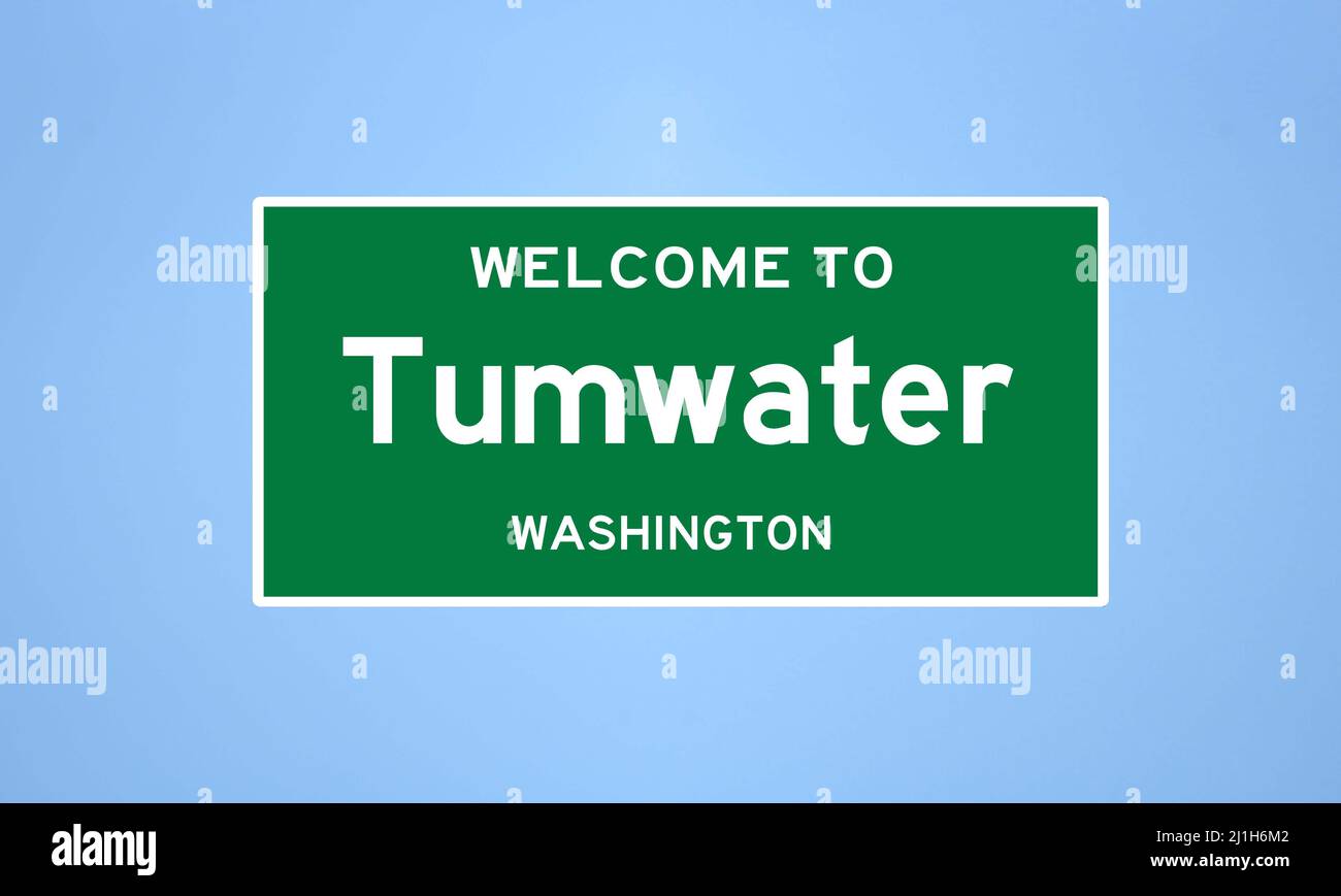 Tumwater, Washington city limit sign. Town sign from the USA Stock ...