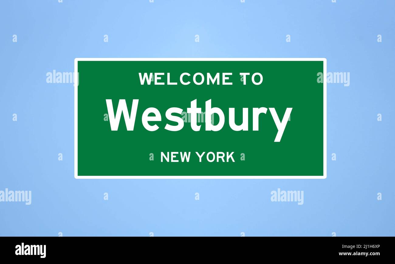 Westbury, New York city limit sign. Town sign from the USA Stock Photo ...