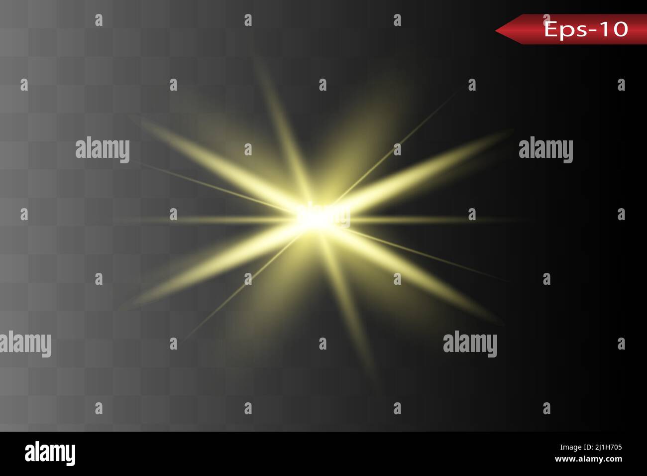 Abstract yellow laser beam. Transparent isolated on black background ...