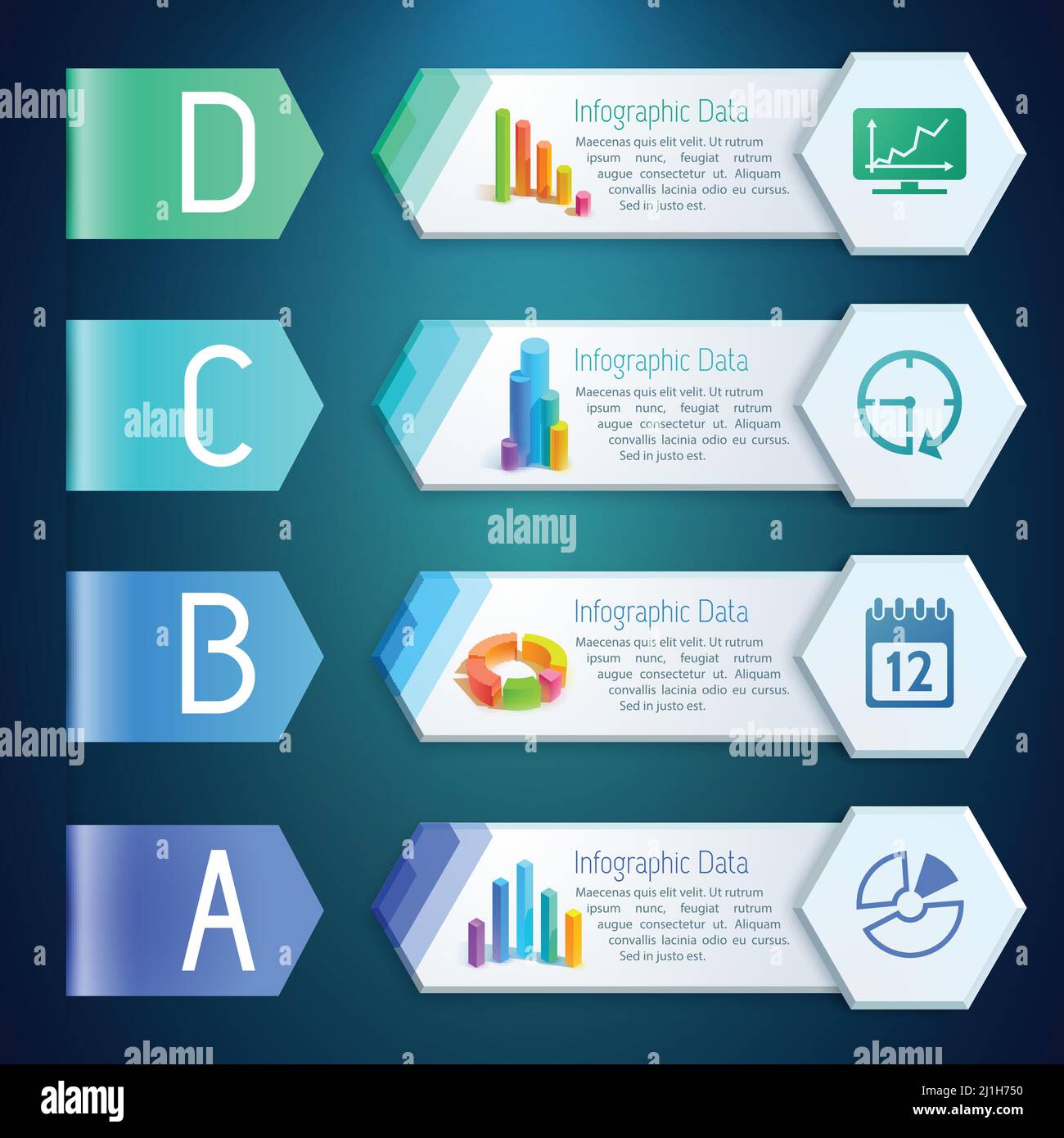 Infographic digital banners with text diagrams graphs charts icons on ...