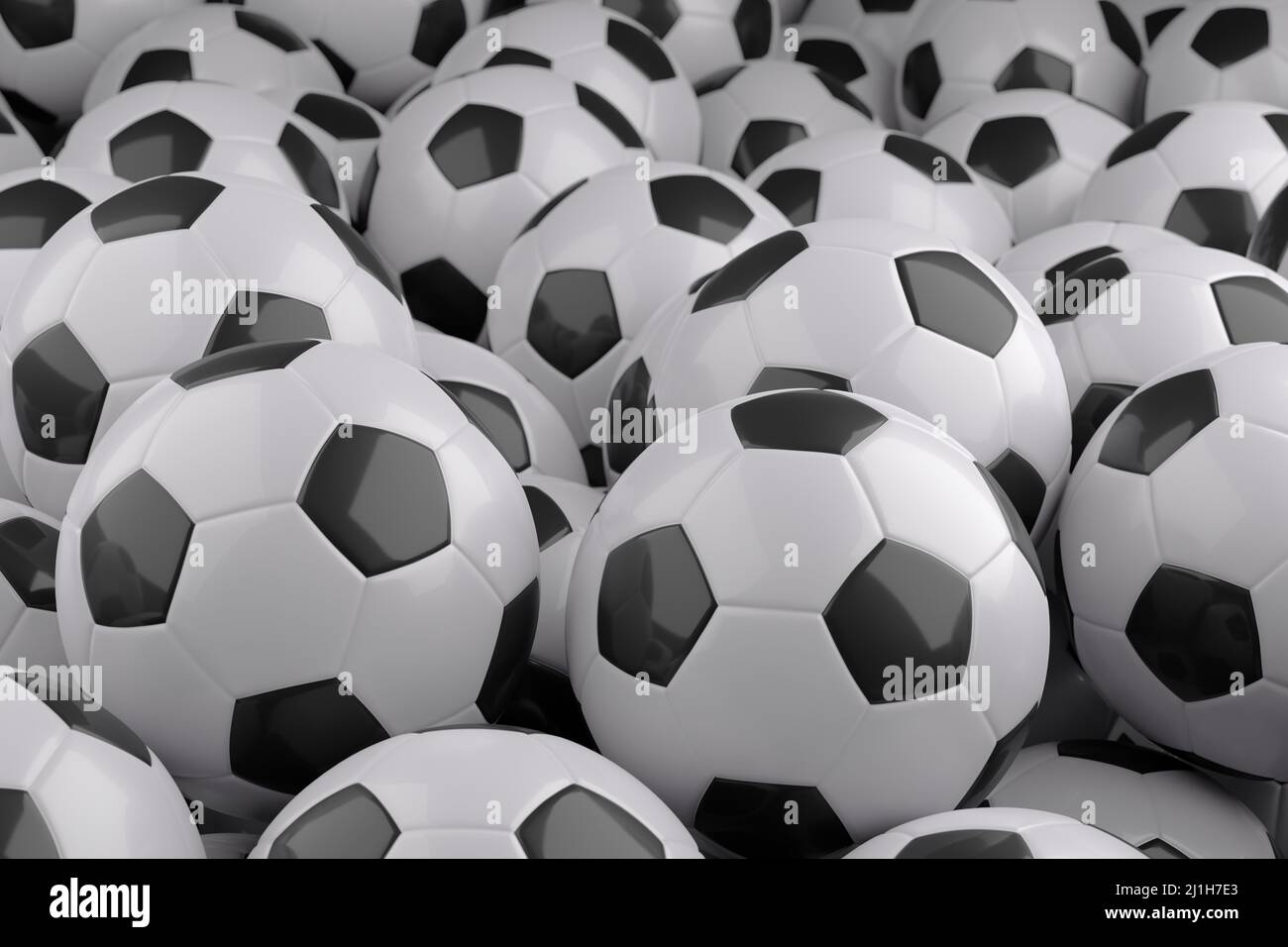 Black and white soccer balls background. 3d illustration Stock Photo ...