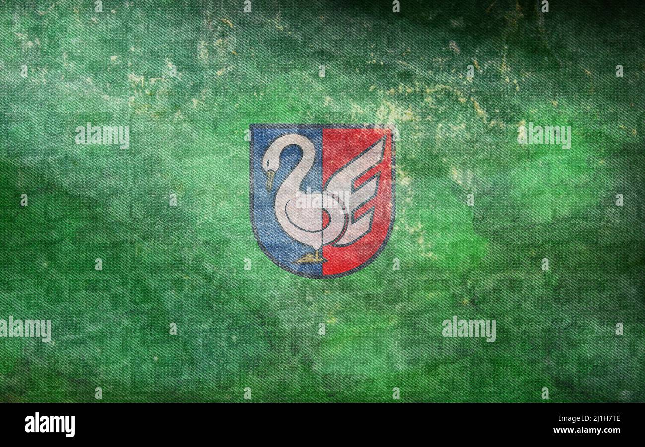 Top view of retro flag Zbaszynek, Poland with grunge texture. Polish ...