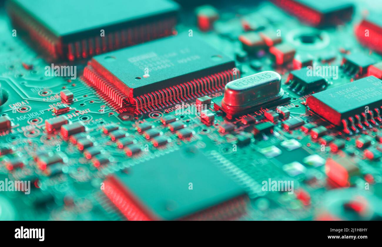 Computer Microchips and Processors on Electronic circuit board ...