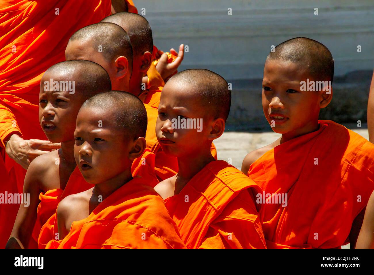 Buddhist Monks walking inside The Grand Palace. Bangkok, Thailand ...