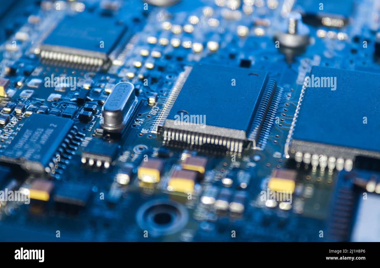Computer Microchips and Processors on Electronic circuit board ...