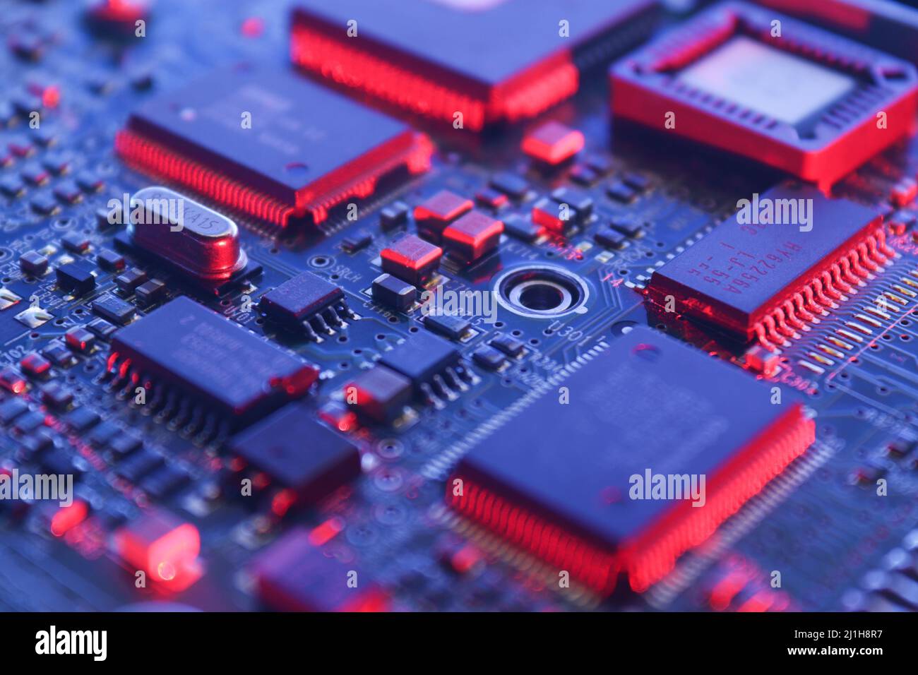 Computer Microchips and Processors on Electronic circuit board ...