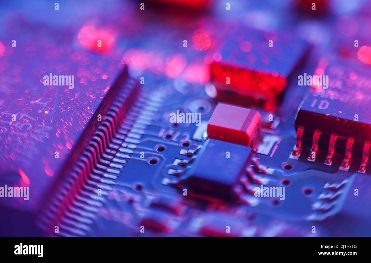 Computer Microchips and Processors on Electronic circuit board ...