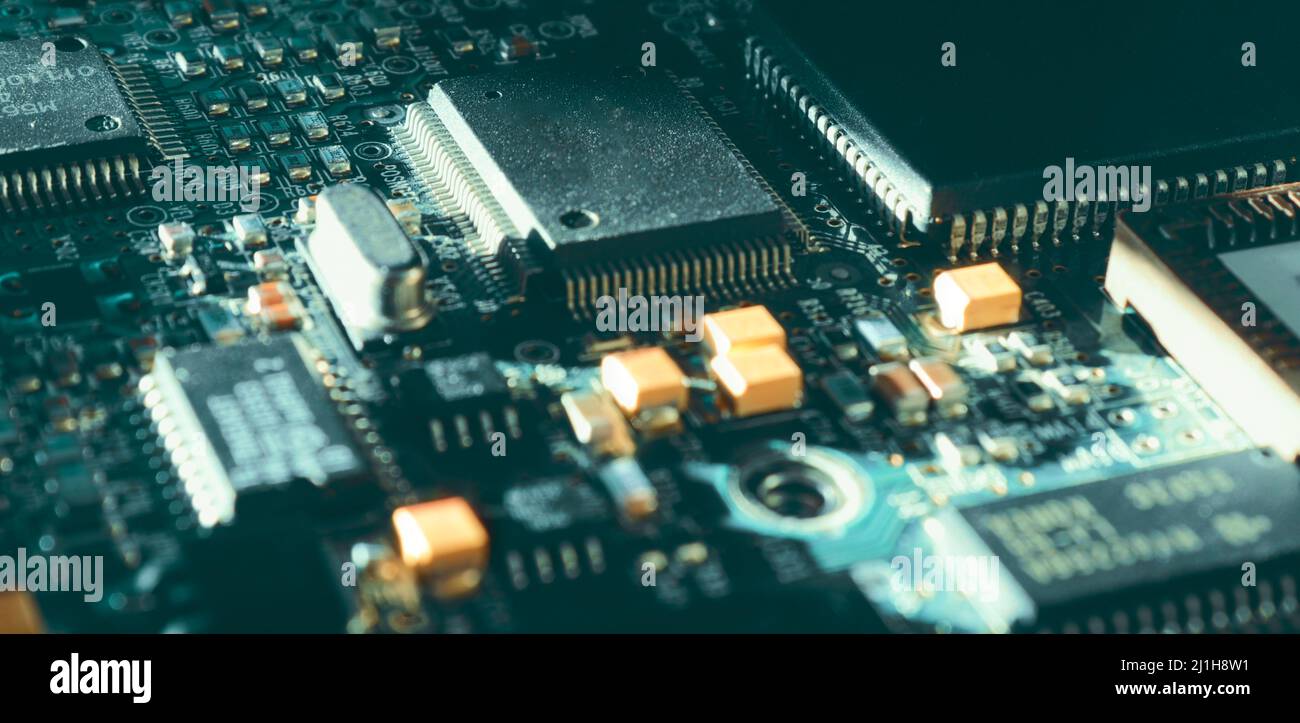 Computer Microchips and Processors on Electronic circuit board ...