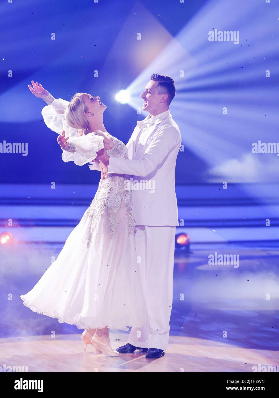 Cologne, Germany. 25th Mar, 2022. Janin Ullmann, actress, and Zsolt ...