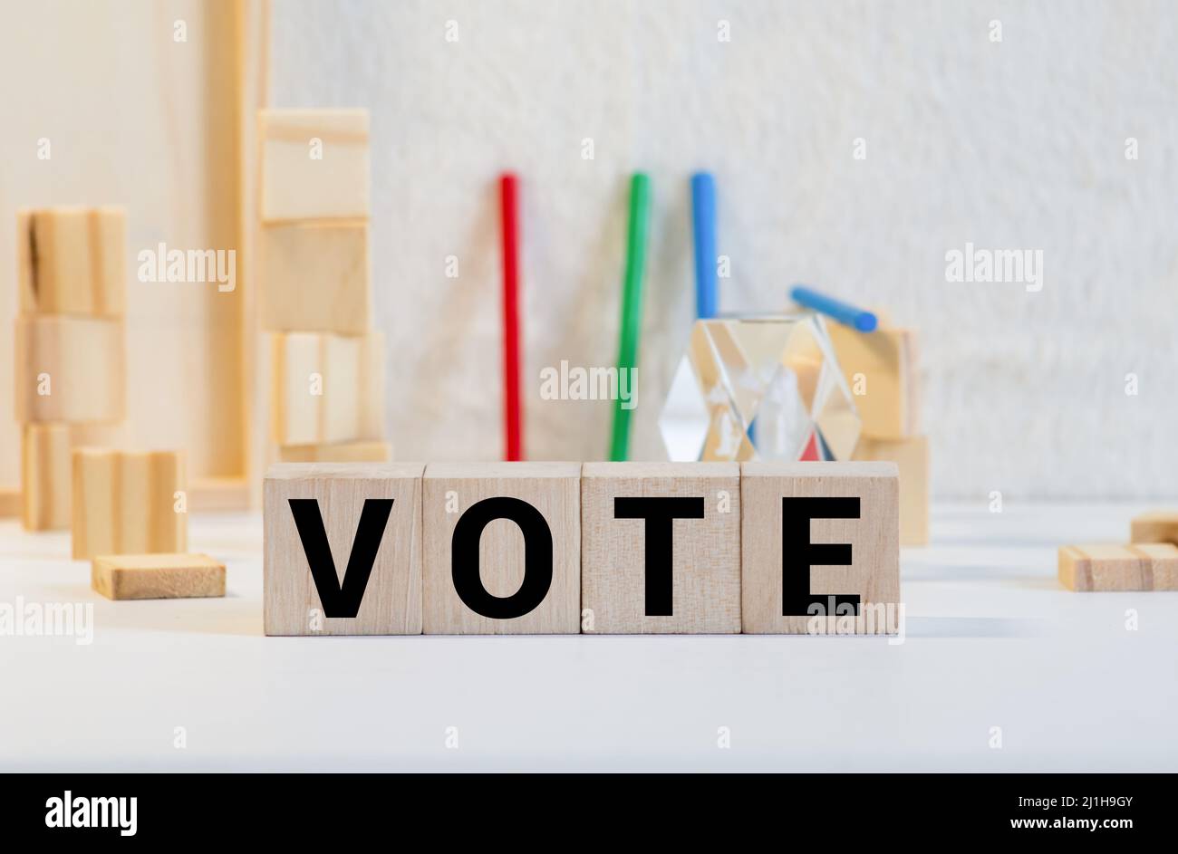 Vote Vintage Alphabet Font Wooden Block Prints Stock Photo - Alamy