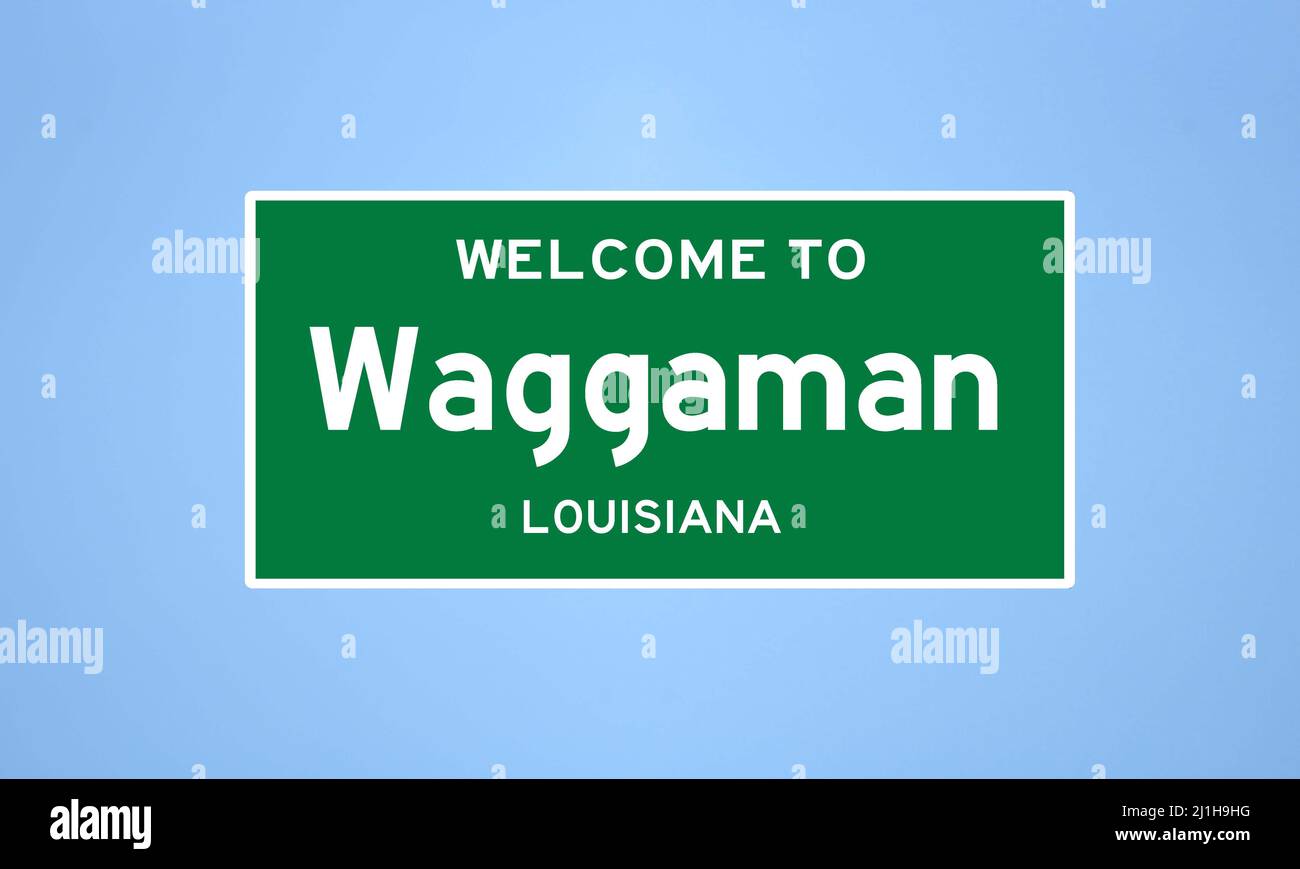 Waggaman, Louisiana city limit sign. Town sign from the USA Stock Photo ...