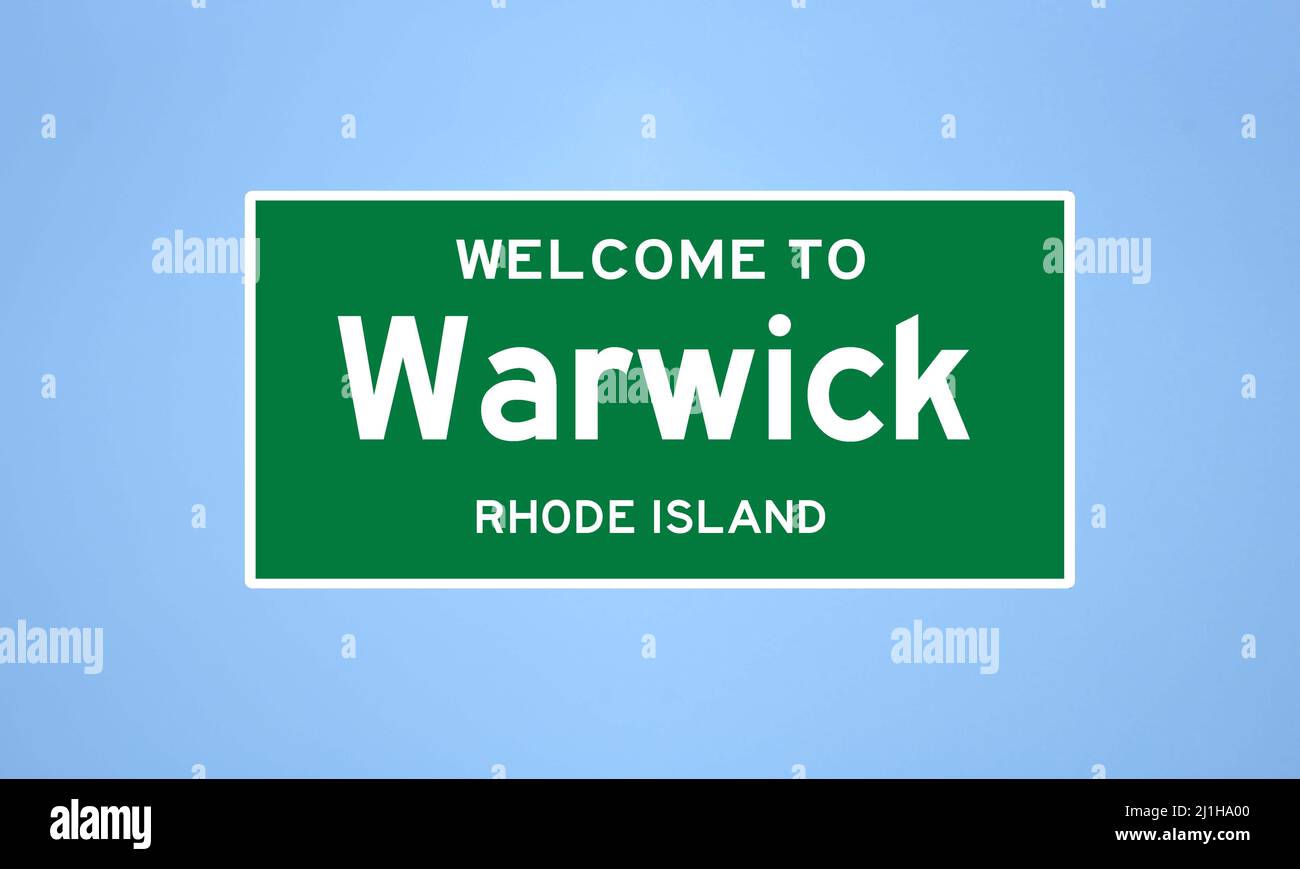 Warwick, Rhode Island city limit sign. Town sign from the USA Stock ...