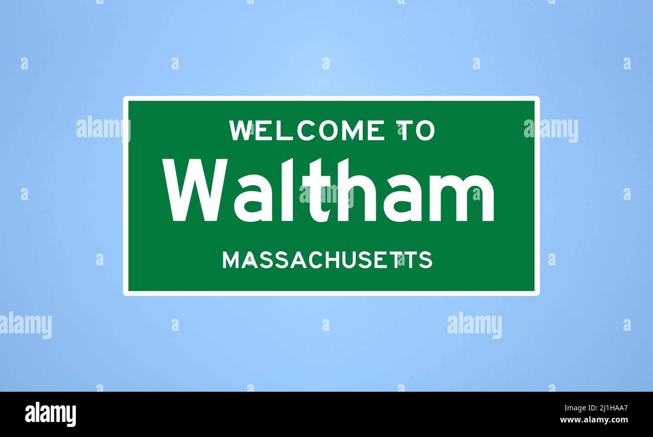 Waltham, Massachusetts city limit sign. Town sign from the USA Stock ...