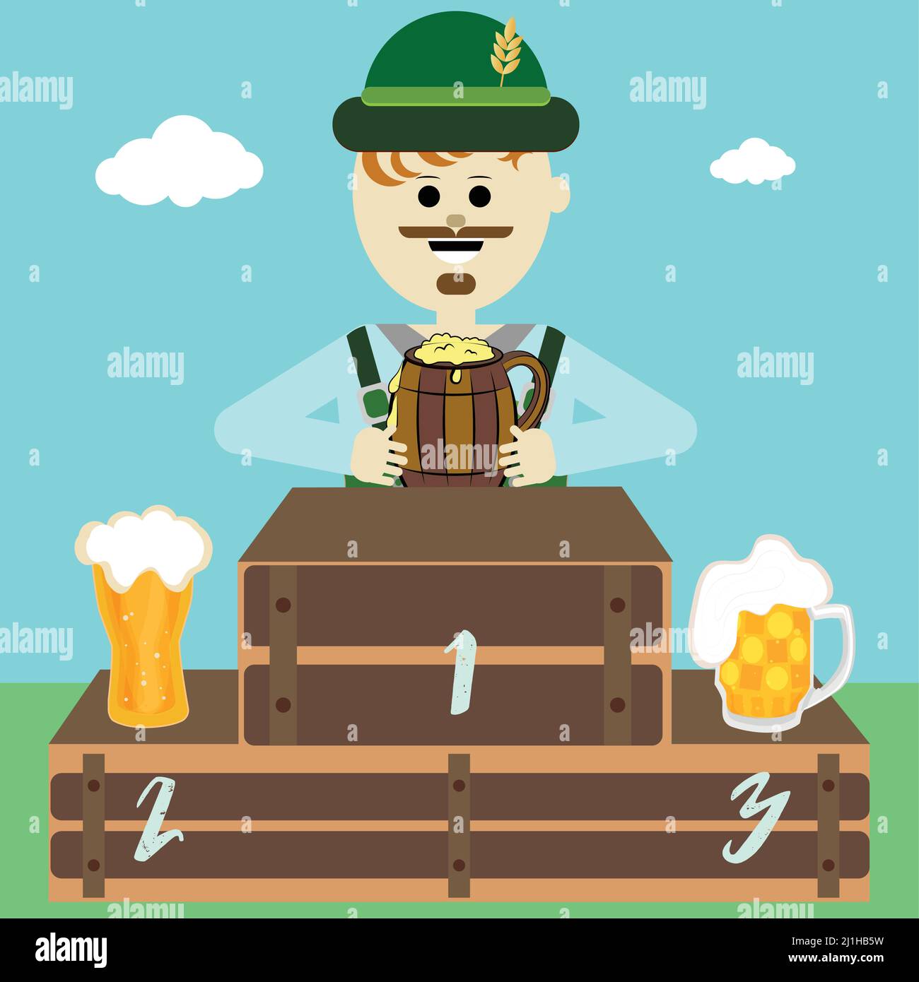 Isolated male cartoon with german clothes and beer glasses Vector Stock ...