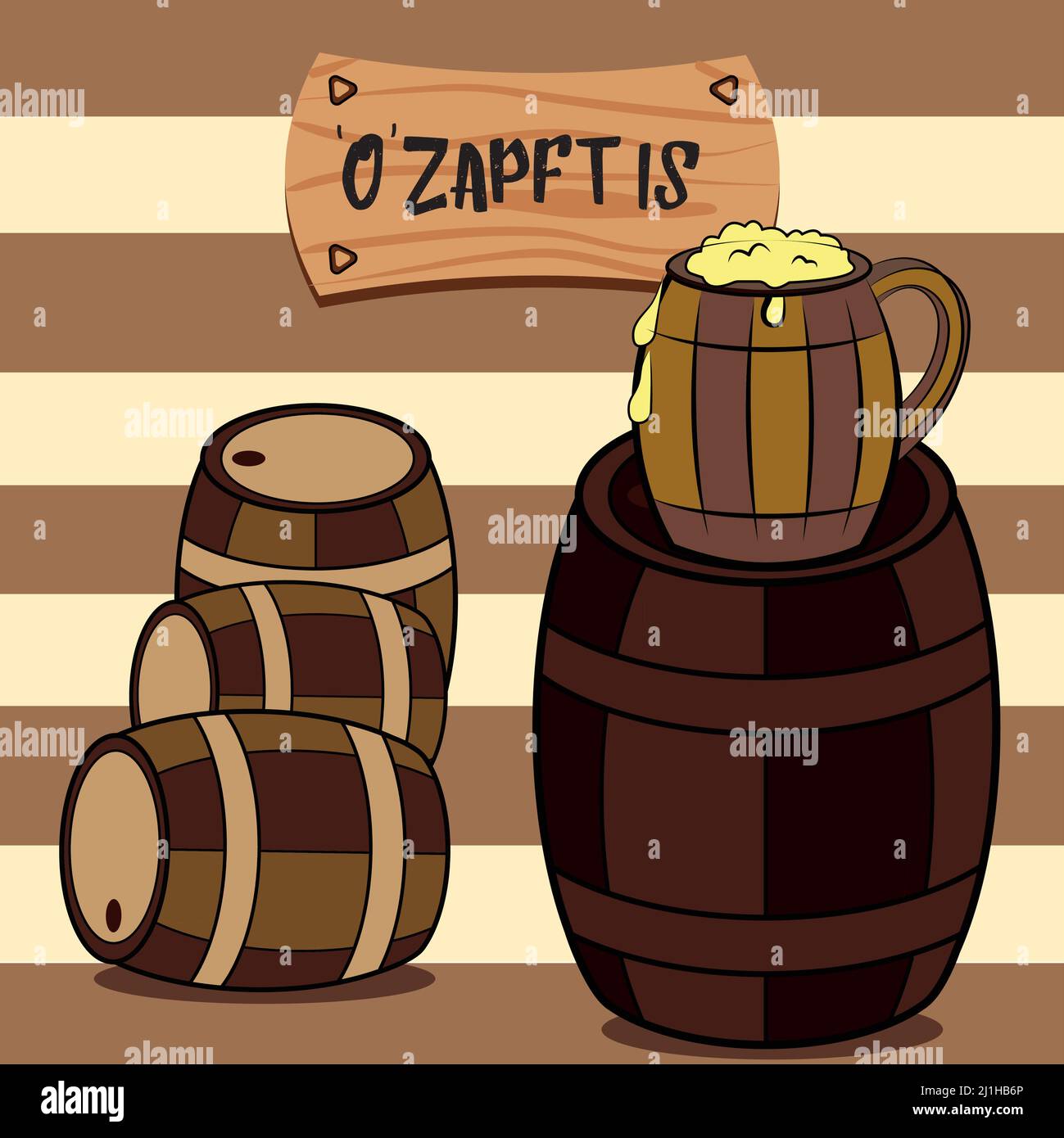 Group of beer wooden barrels German pub Vector Stock Vector Image & Art ...