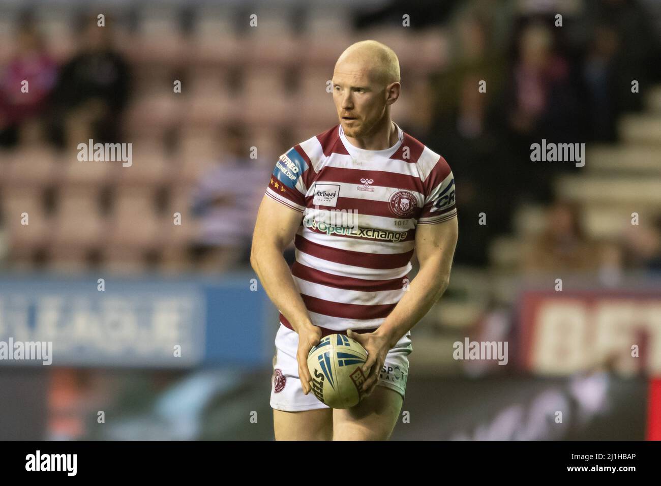 Wigan, UK. 25th Mar, 2022. Liam Farrell #12 of Wigan Warriors with the ...
