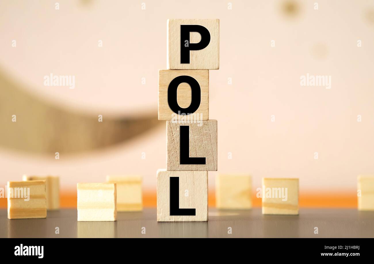 Letter block in word poll on wood background Stock Photo - Alamy