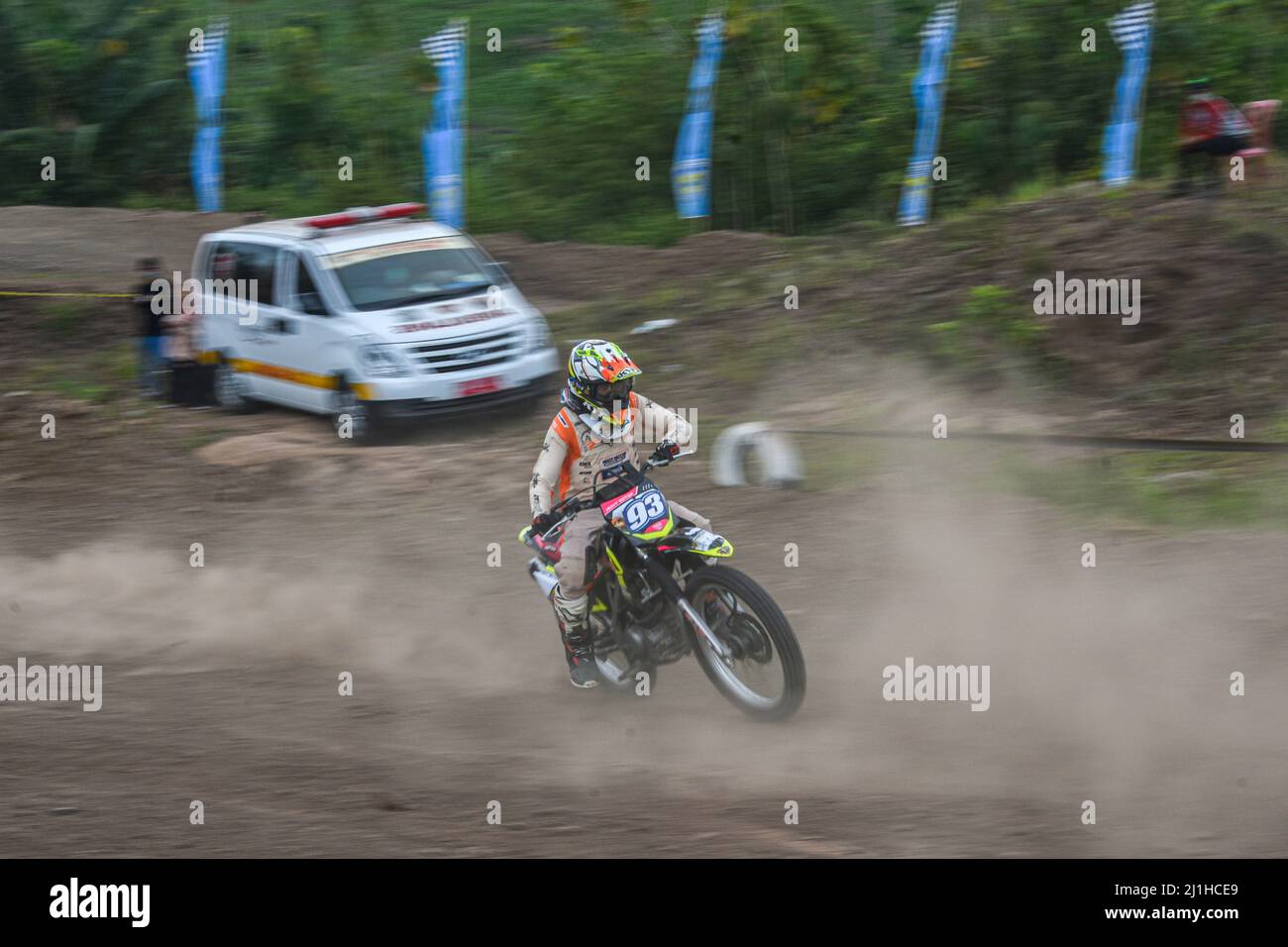 Soppeng, Indonesia. 23rd Mar, 2022. a local Indonesian motocross racer ...