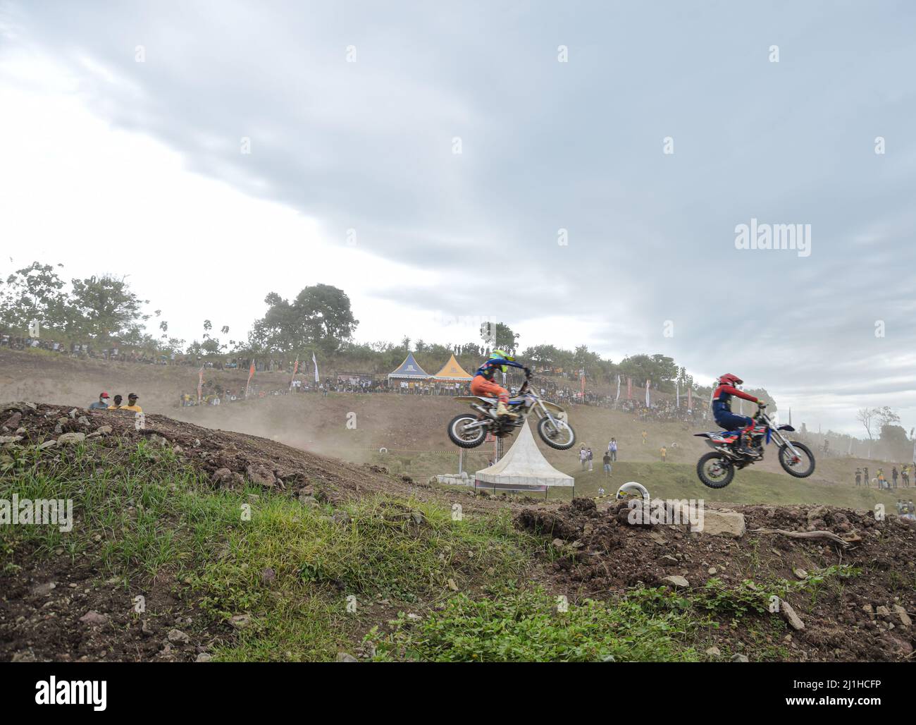 Soppeng, Indonesia. 23rd Mar, 2022. A local Indonesian motocross racer ...