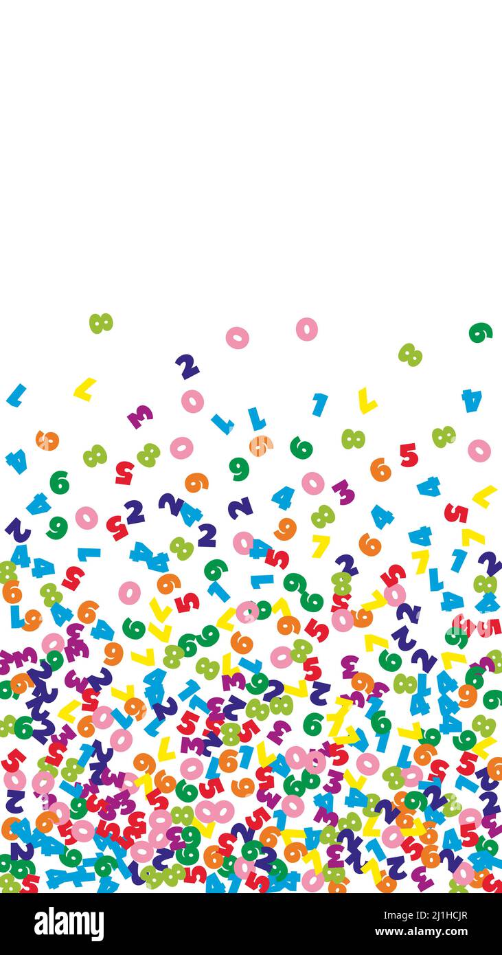 Falling colorful numbers. Math study concept with flying digits. Decent ...