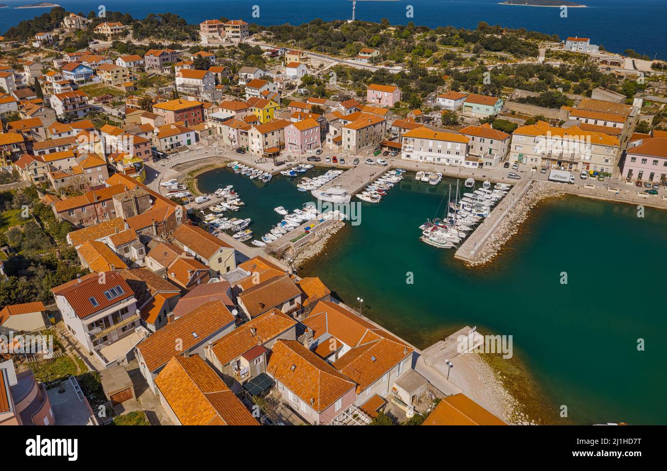 Sali old town port aerial view at Dugi Otok Croatia Stock Photo - Alamy